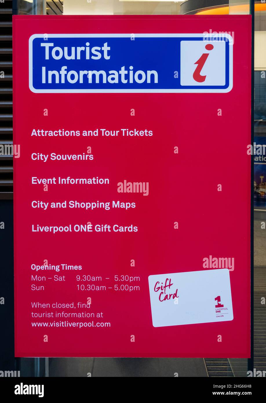Tourist Information sign in Liverpool One shopping centre Stock Photo ...