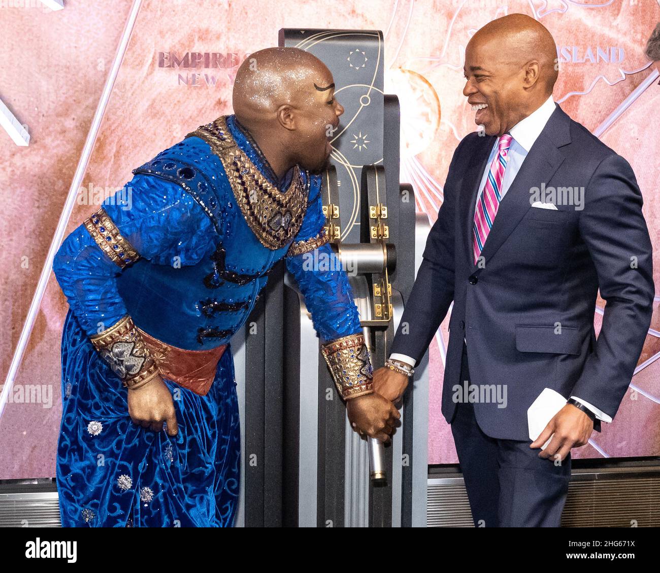 New York, USA. 12th Jan, 2022. Aladdin's Michael James Scott and NYC ...