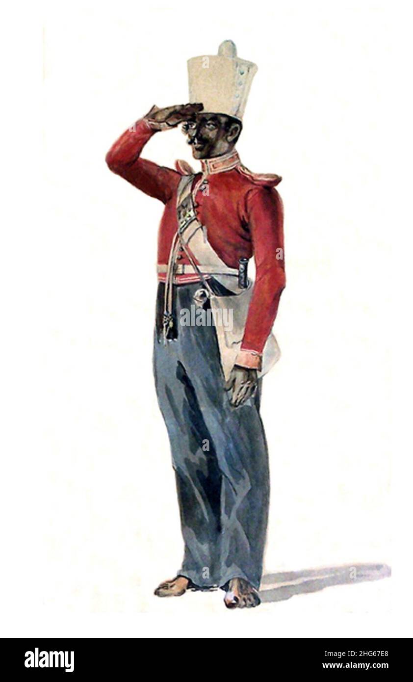 Sepoy, 29th Madras Native Infantry. Watercolour by Alex Hunter, 1846 ...