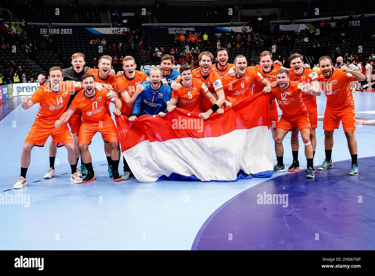 BUDAPEST, HUNGARY - JANUARY 18: Team of the Netherlands celebrating ...