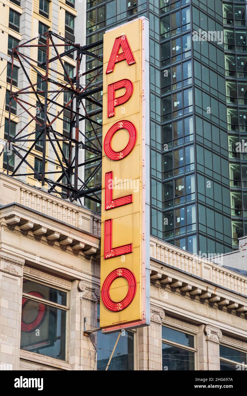 Harlem, Manhattan, New York City, New York, USA. November 4, 2021. Neon ...