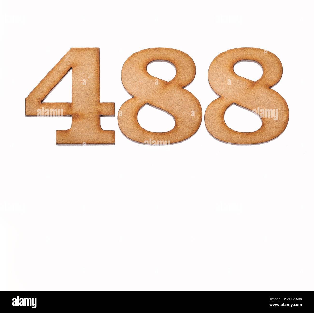 Number 488 in wood, isolated on white background Stock Photo - Alamy