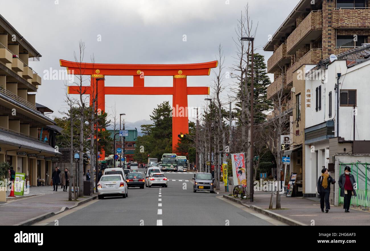 A picture of the large torii gate next to the Heian Shrine Stock Photo ...