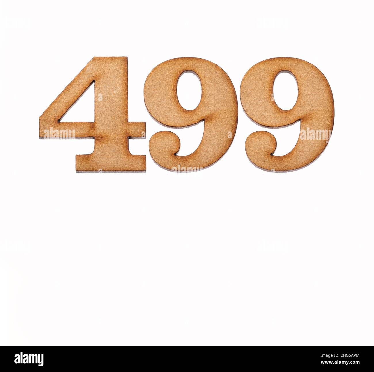 Number 499 - Piece of wood isolated on white background Stock Photo - Alamy