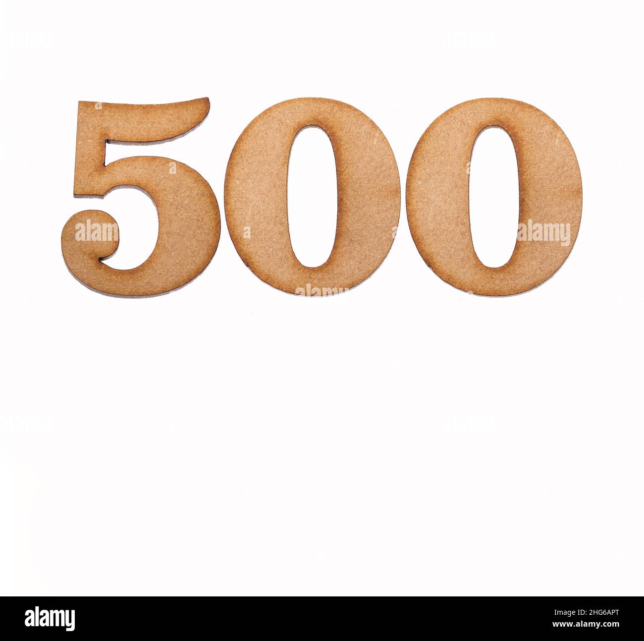 Number 500 in wood, isolated on white background Stock Photo - Alamy