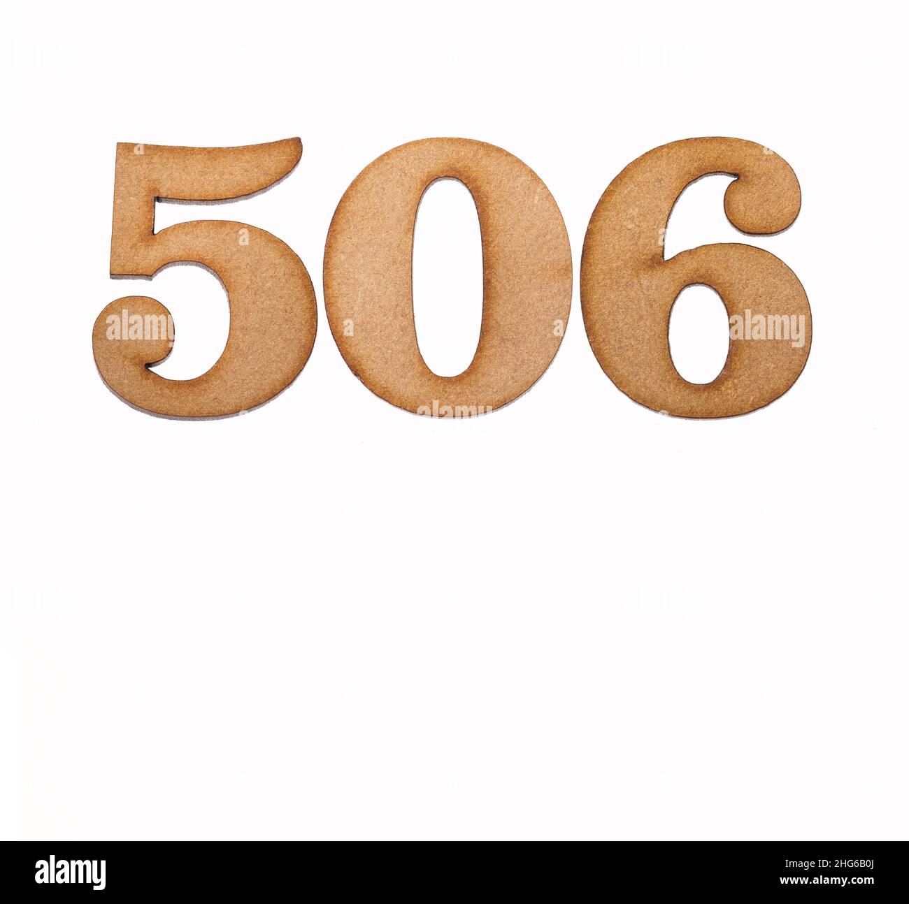 Number 506 in wood, isolated on white background Stock Photo - Alamy