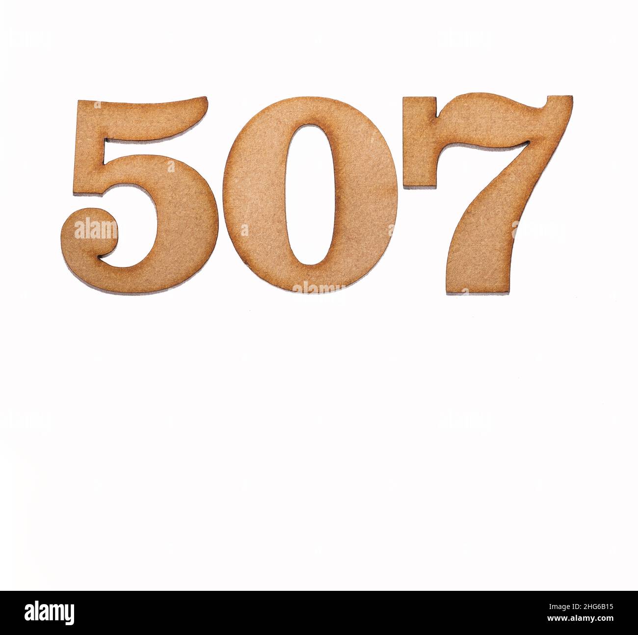 Number 507 - Piece of wood isolated on white background Stock Photo - Alamy