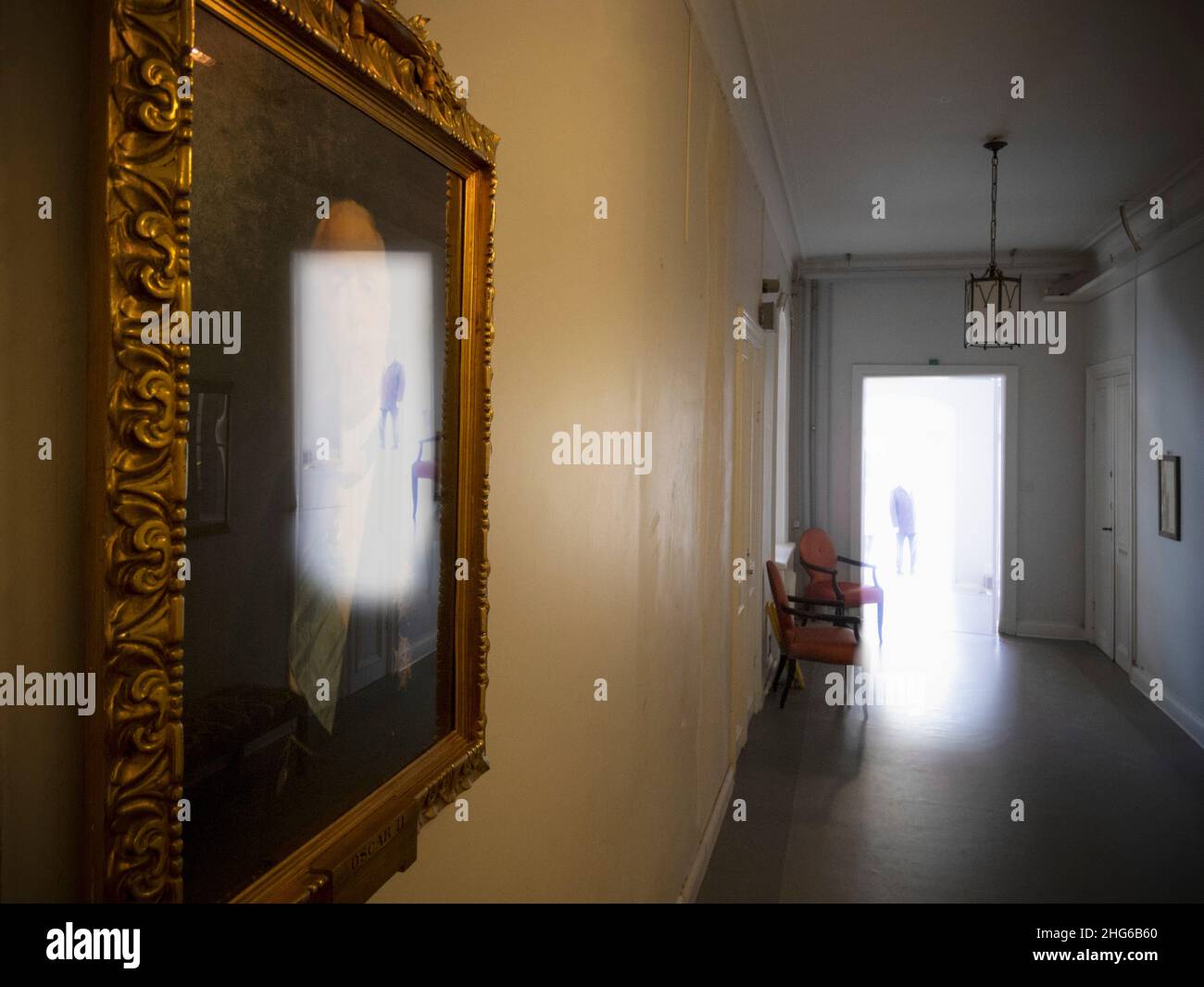 Painting in gold frame in corridor Stock Photo - Alamy