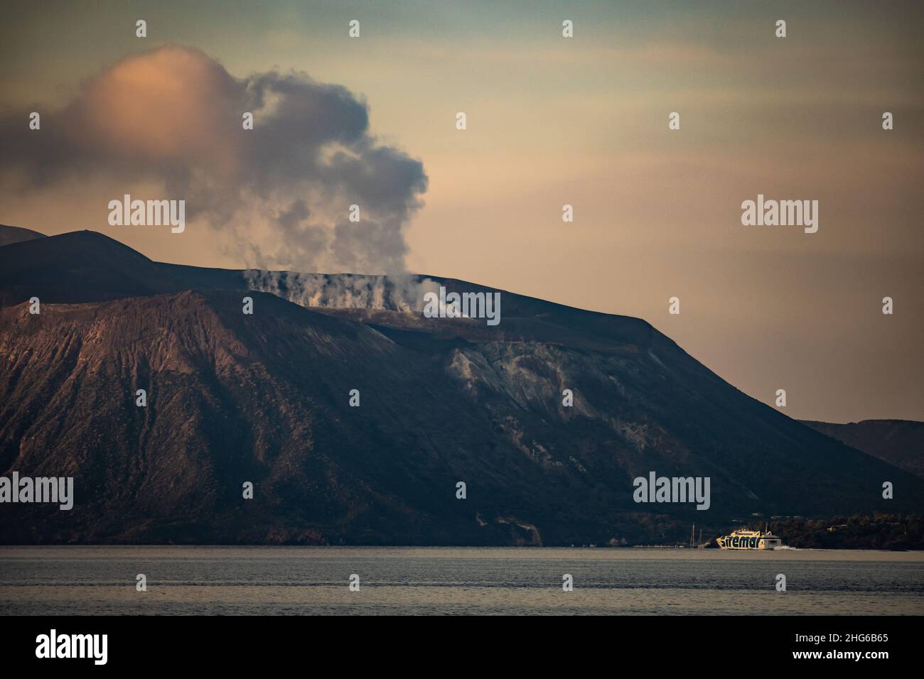 Mount Stromboli, one of the three active volcanoes in Italy. Mount ...
