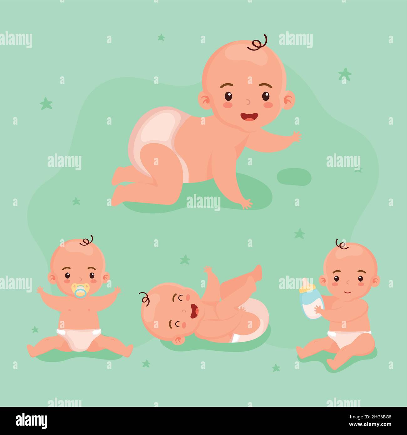 little babies four characters Stock Vector Image & Art - Alamy