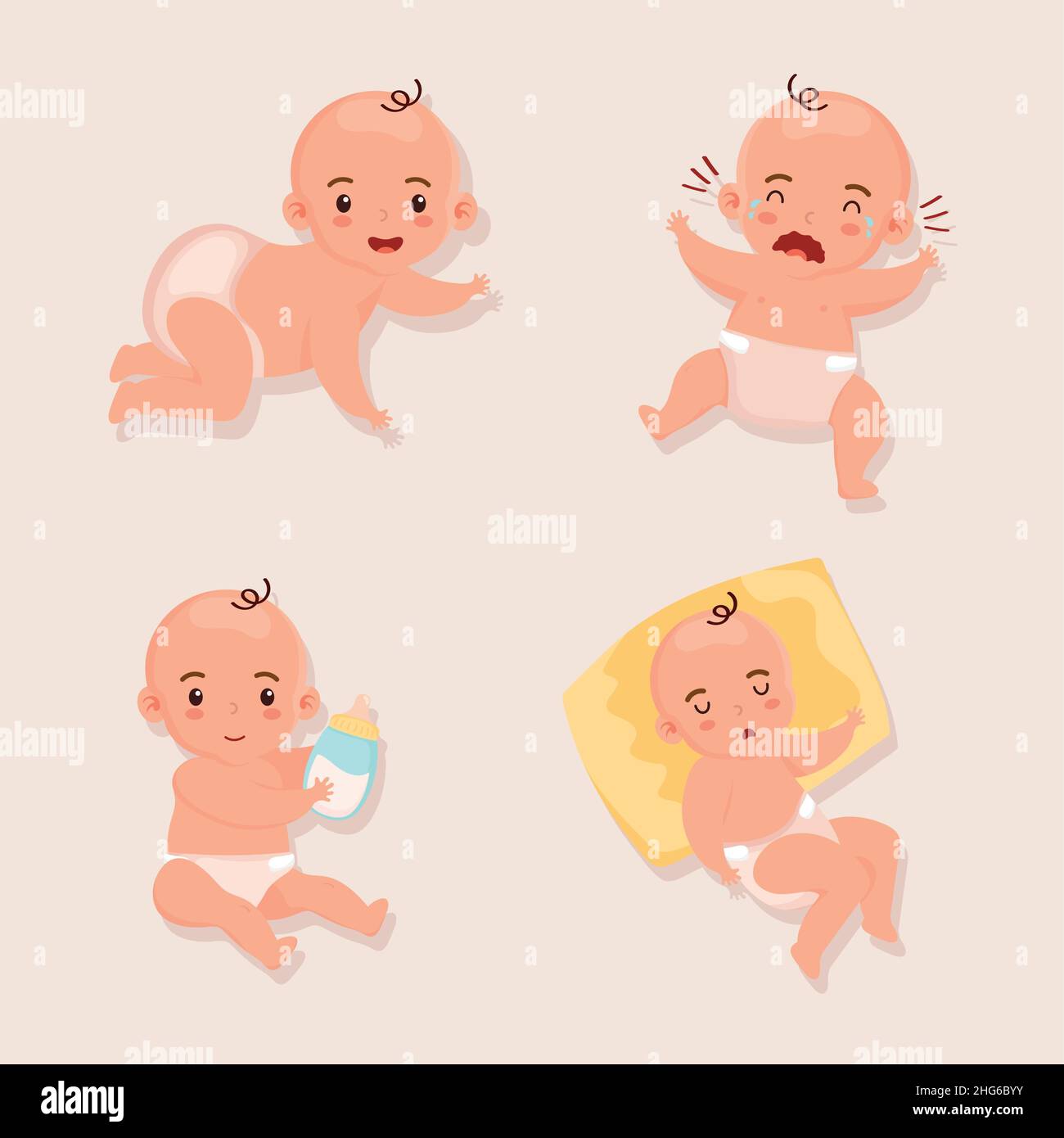 four little babies characters Stock Vector Image & Art - Alamy