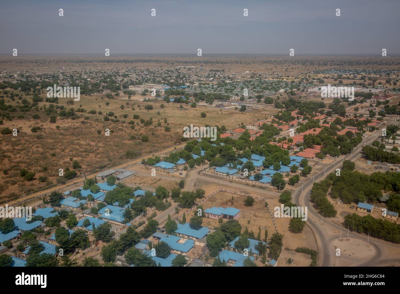 (EDITOR’S NOTE: Image taken with a drone)Aerial view of Maiduguri, the ...