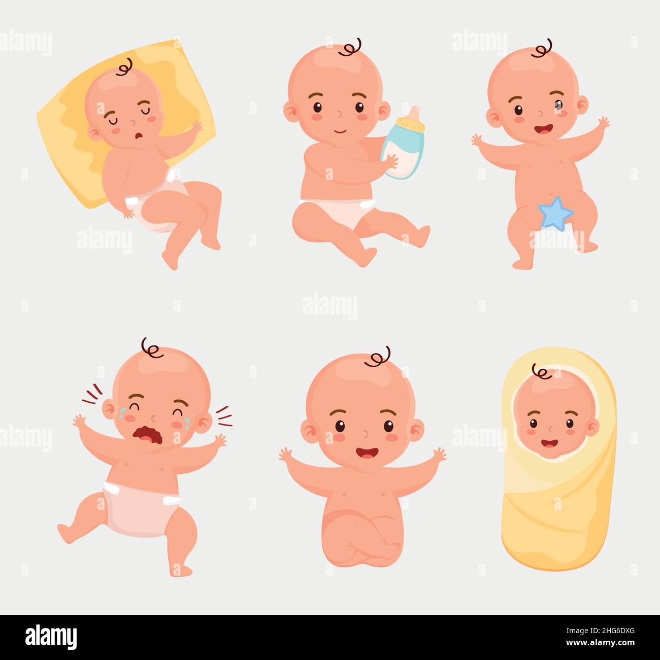 six little babies characters Stock Vector Image & Art - Alamy