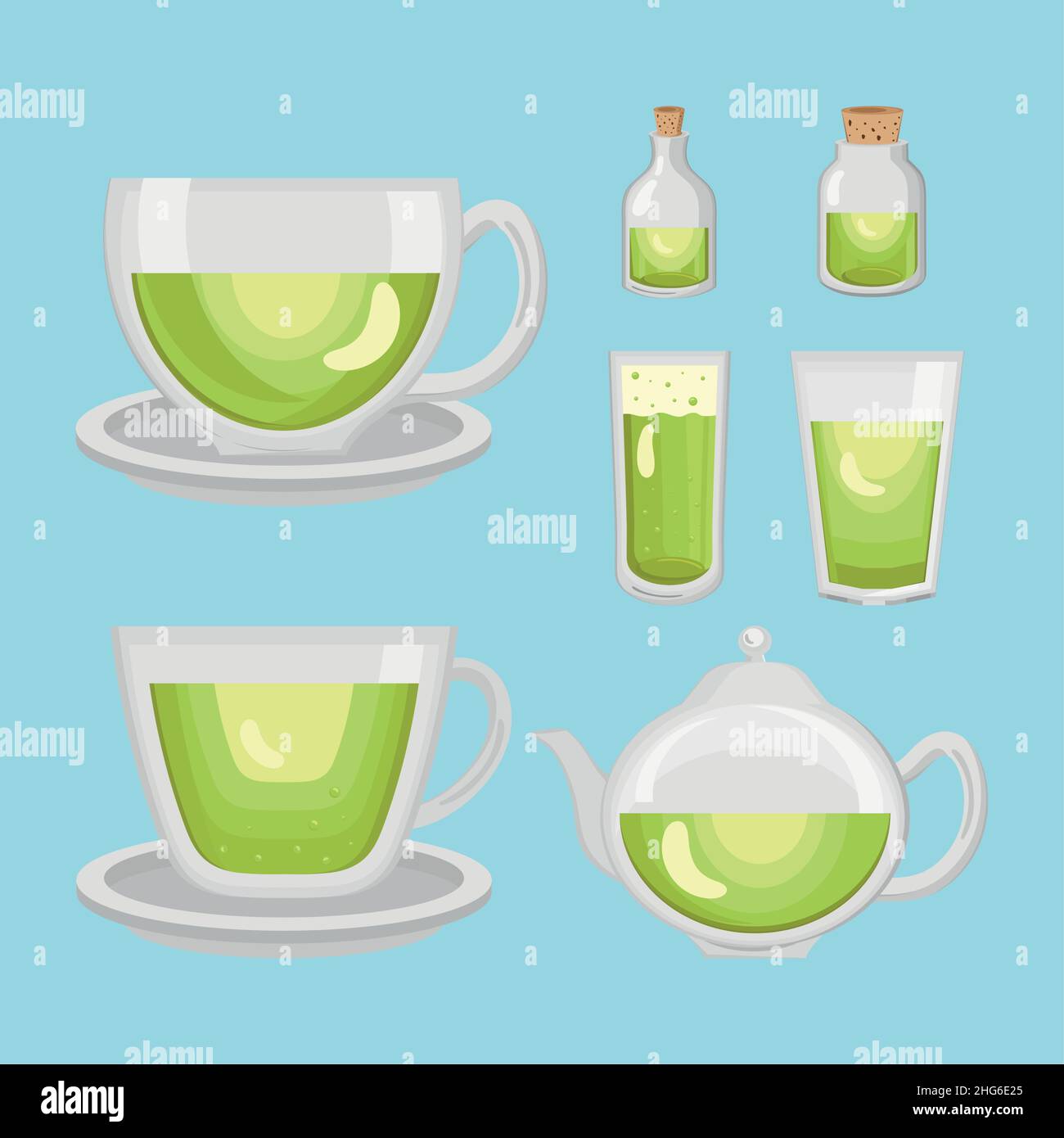 seven green tea icons Stock Vector Image & Art - Alamy