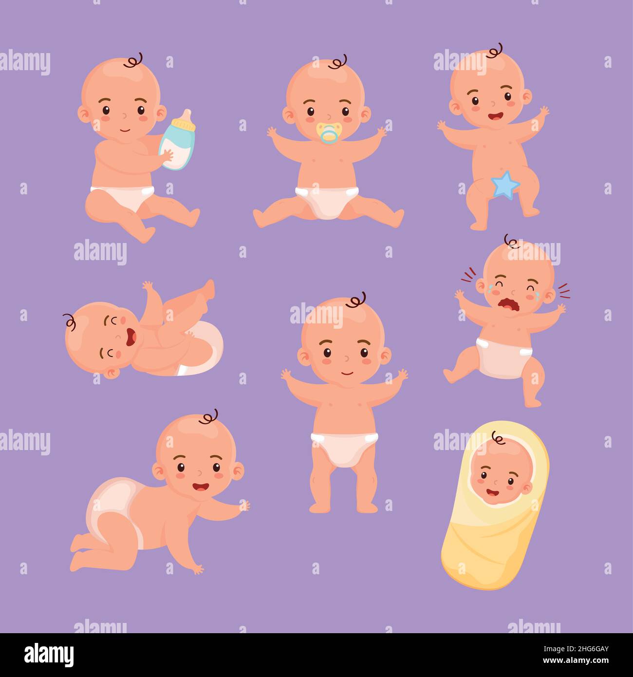 eight little babies characters Stock Vector Image & Art - Alamy