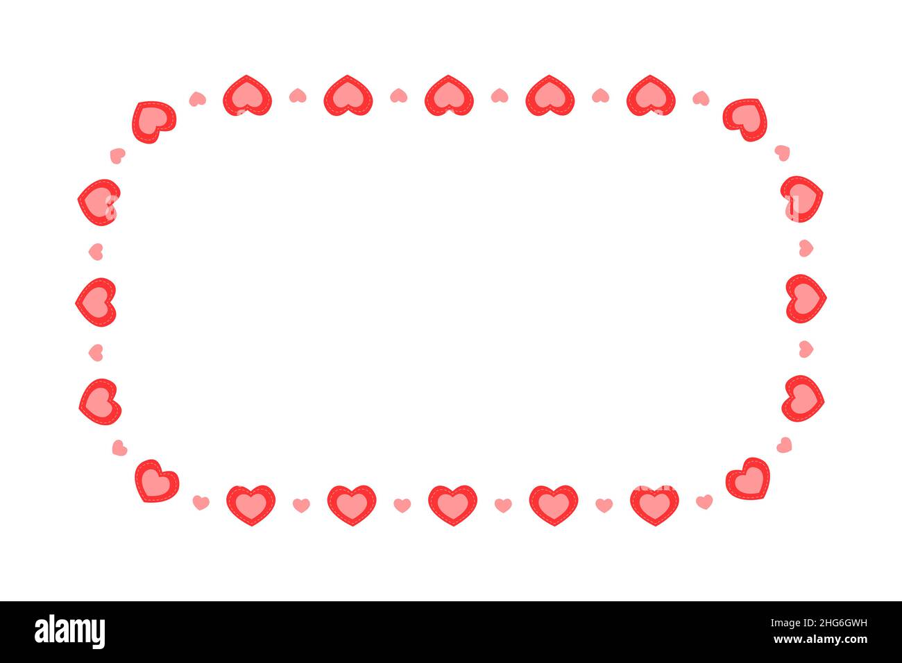 Cute rectangle frame decorated with hearts. Template for Valentine day ...
