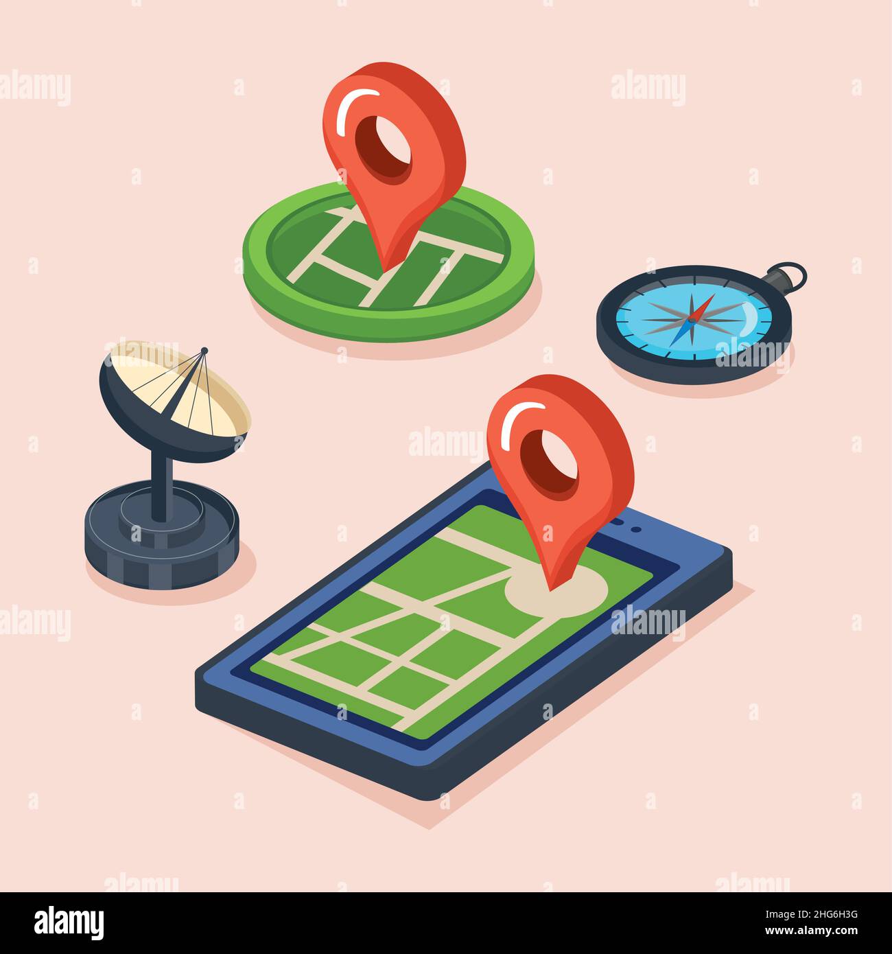 Four gps technology icons hi-res stock photography and images - Alamy