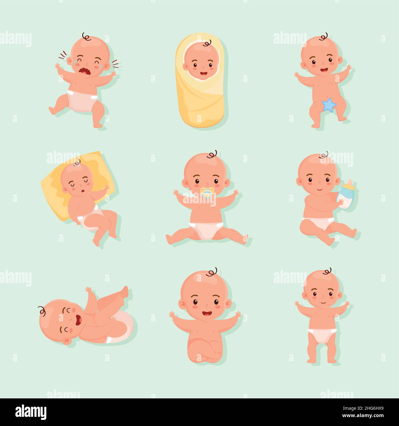 nine little babies characters Stock Vector Image & Art - Alamy