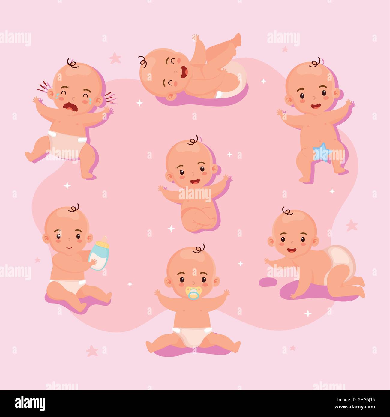 seven little babies characters Stock Vector Image & Art - Alamy