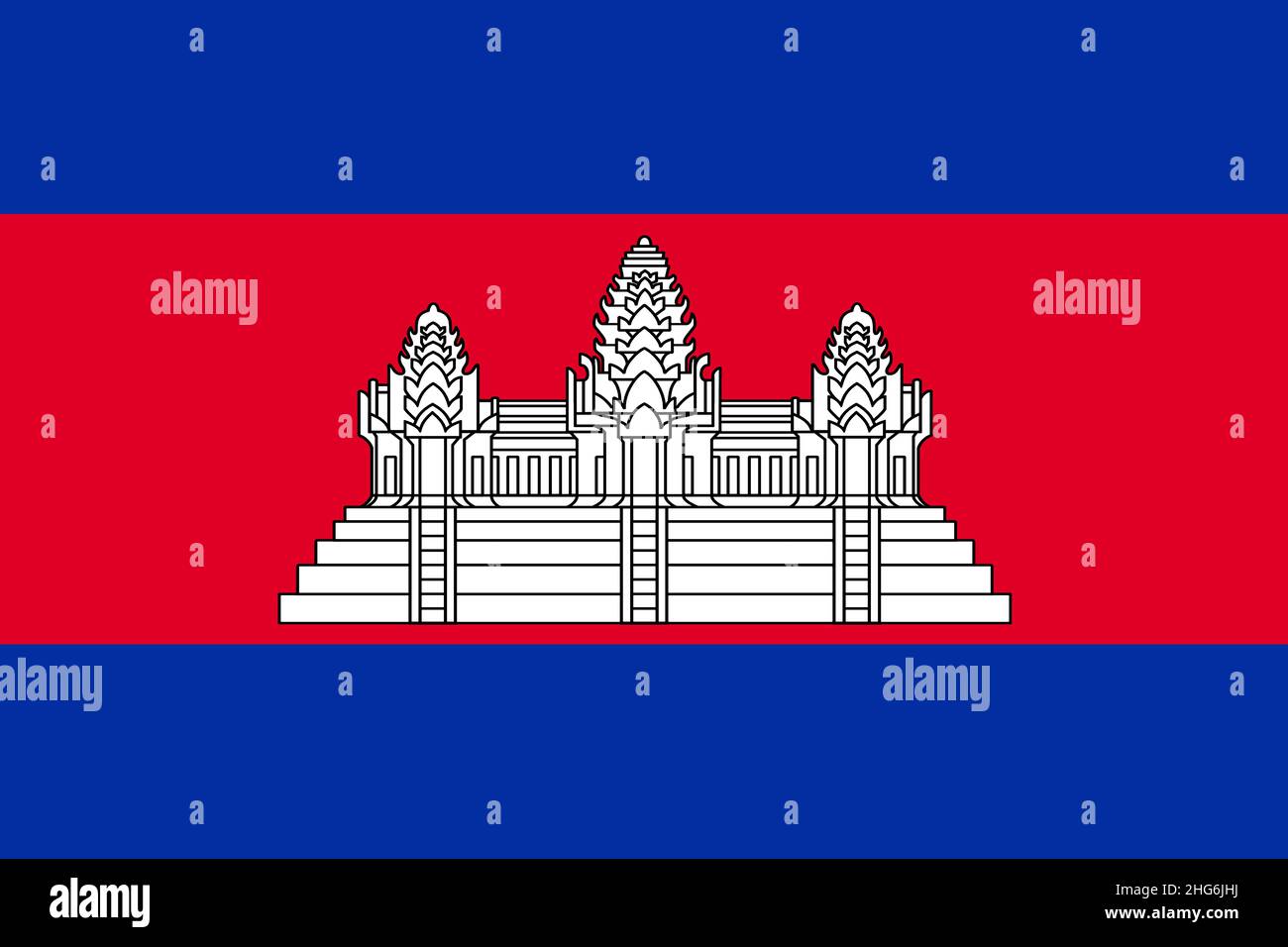 Cambodia flag background illustration blue red white Angkor Wat Stock ...