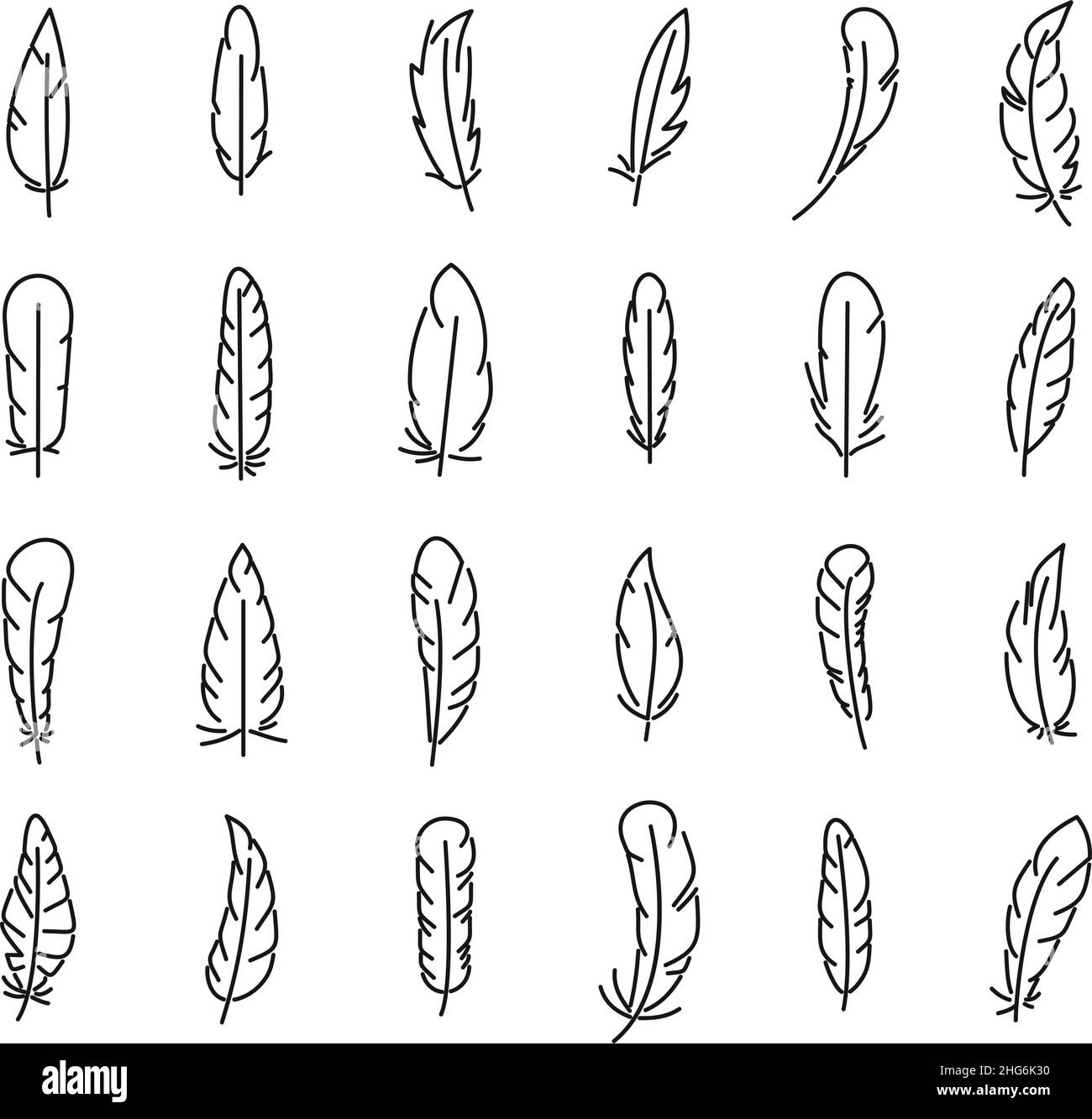 Feathers icons set simple vector. Smooth plume. Soft quill Stock Vector ...