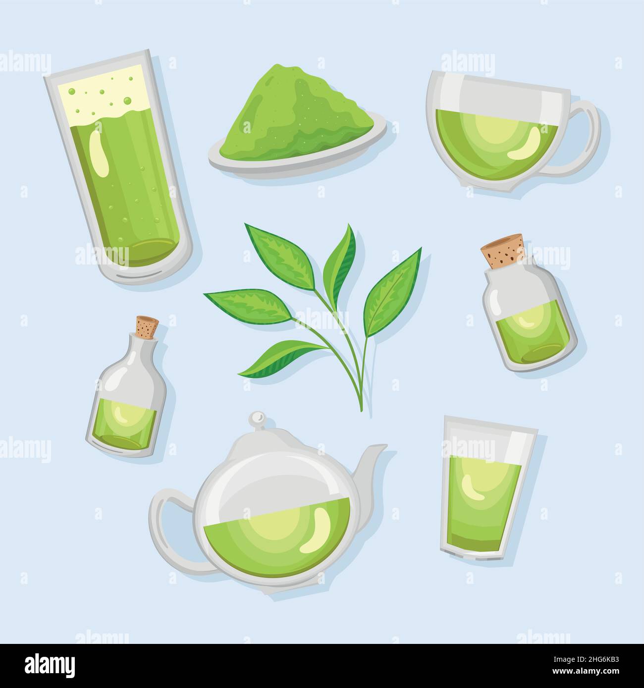 eight green tea icons Stock Vector Image & Art - Alamy