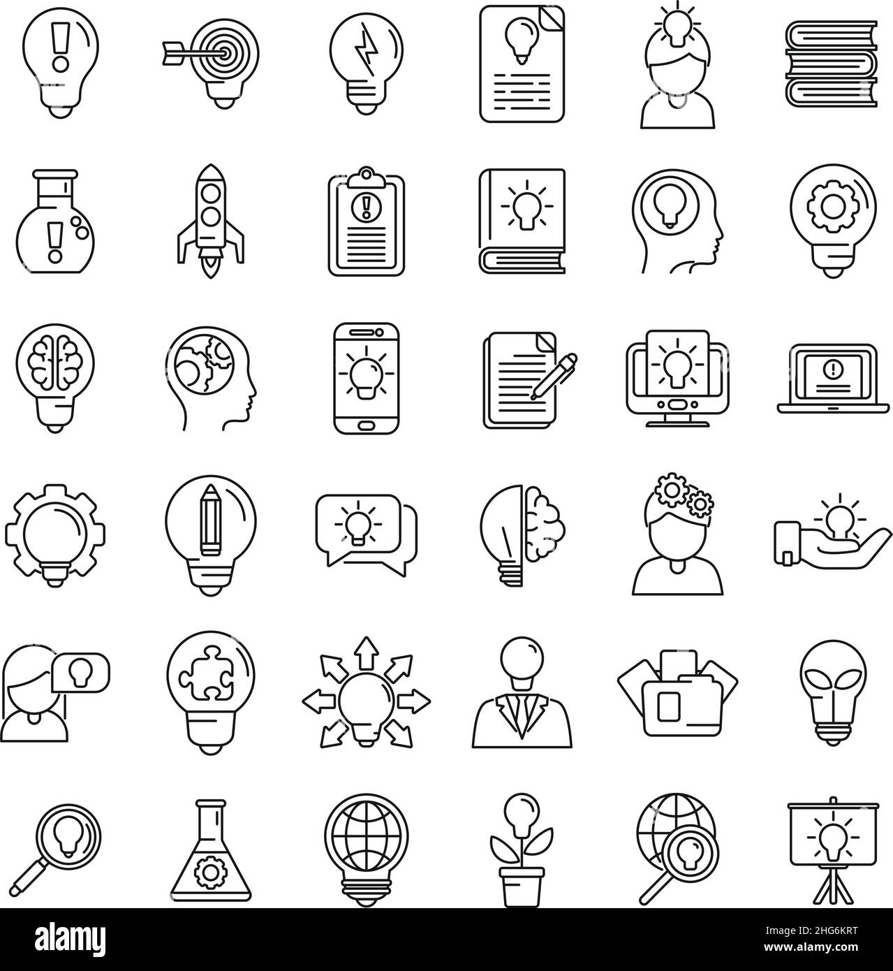 Idea icons set outline vector. Light bulb. Business solution Stock ...