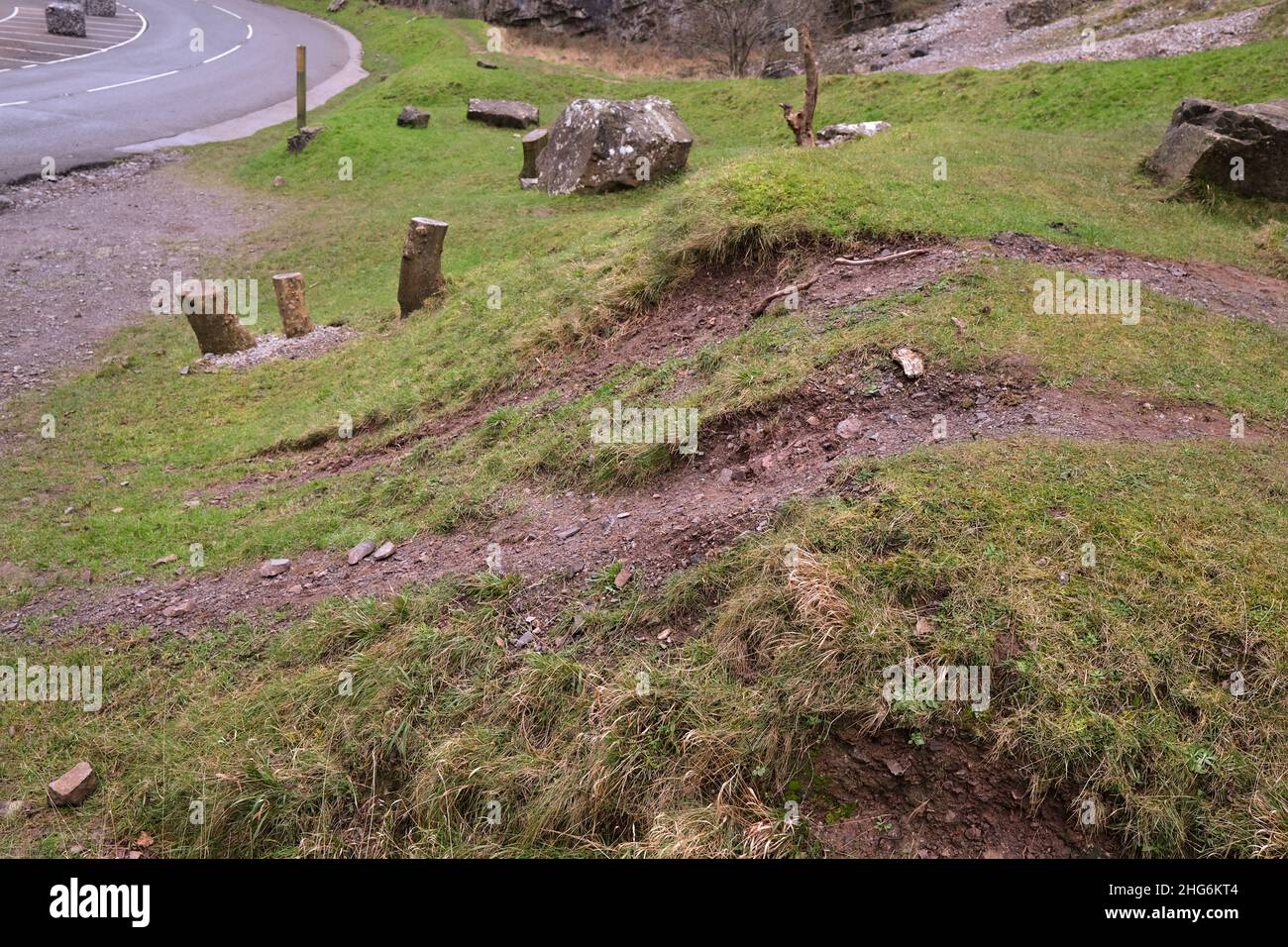 January 2022 - Environmental damage caused to the side of Cheddar Gorge ...