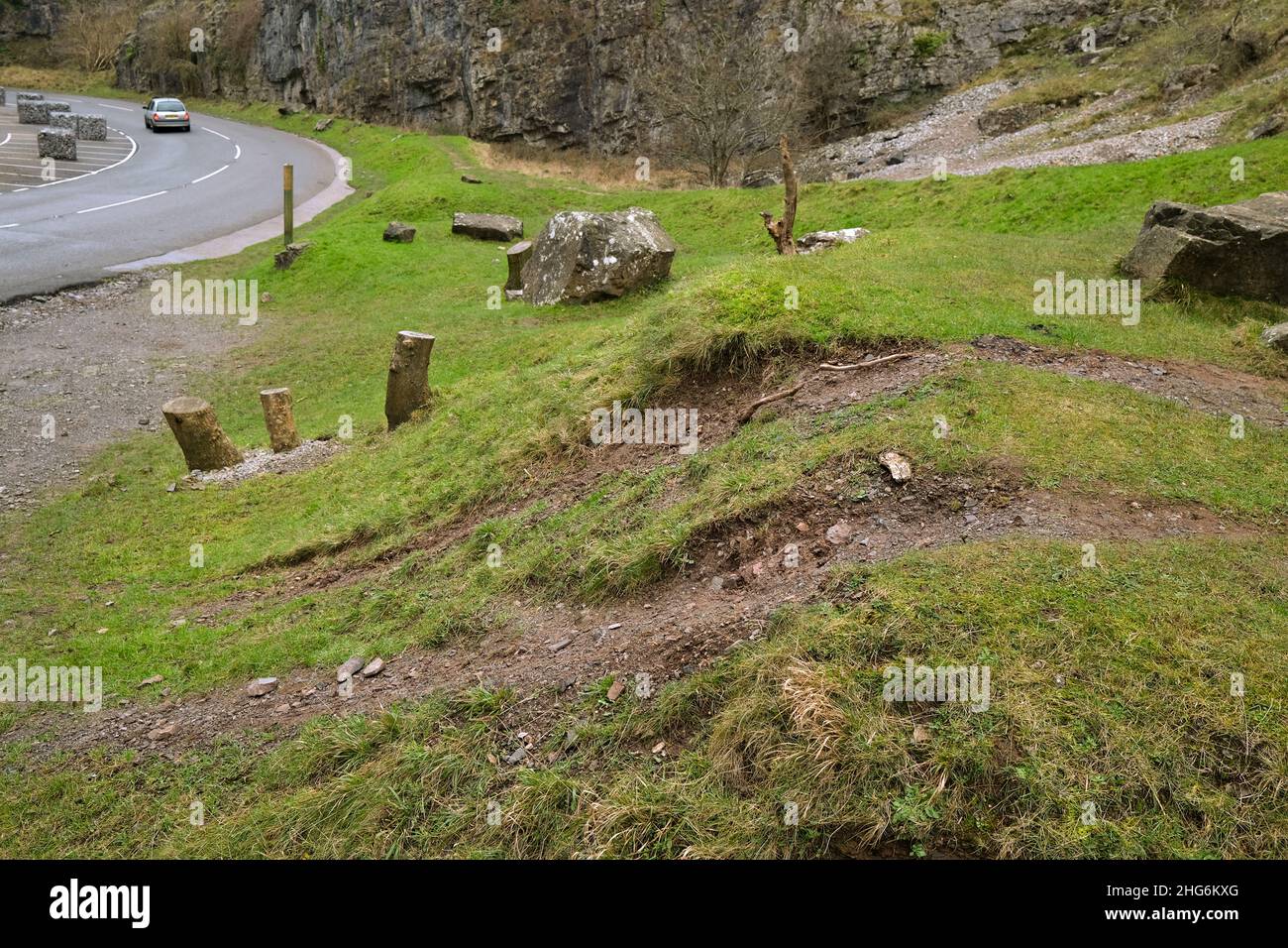 January 2022 - Environmental damage caused to the side of Cheddar Gorge ...
