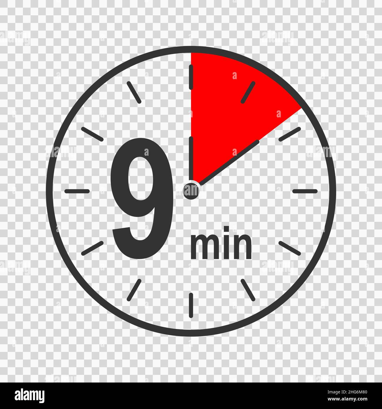 Clock Icon With 9 Minute Time Interval Countdown Timer Or Stopwatch
