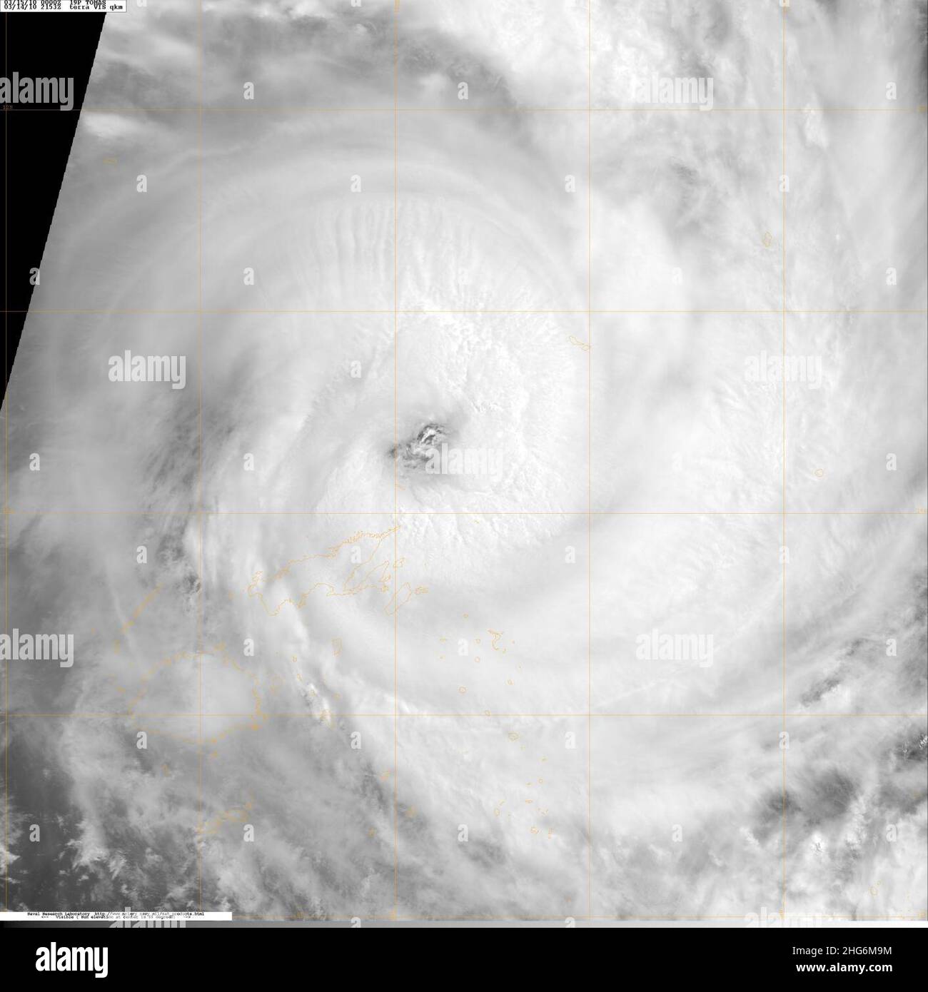 Severe Tropical Cyclone Tomas at 2153 UTC on March 14, 2010 Stock Photo ...