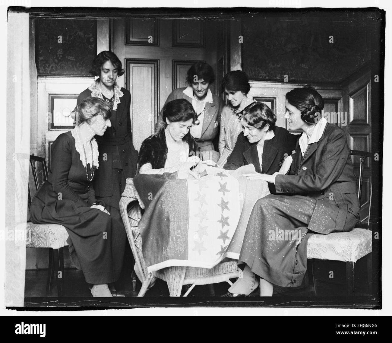 Sewing stars on suffrage flag Black and White Stock Photos & Images - Alamy