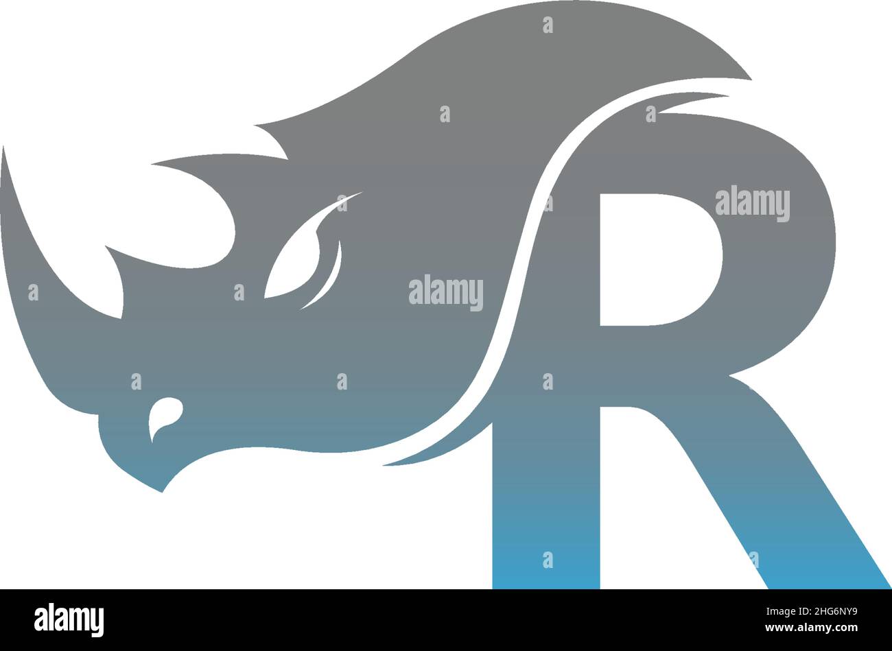 Letter R with rhino head icon logo template vector Stock Vector Image ...