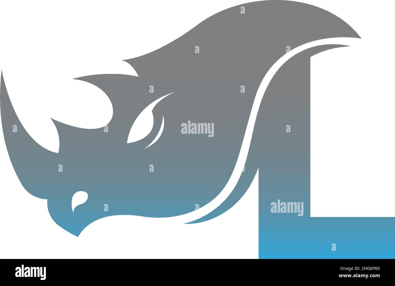 Letter L with rhino head icon logo template vector Stock Vector Image ...