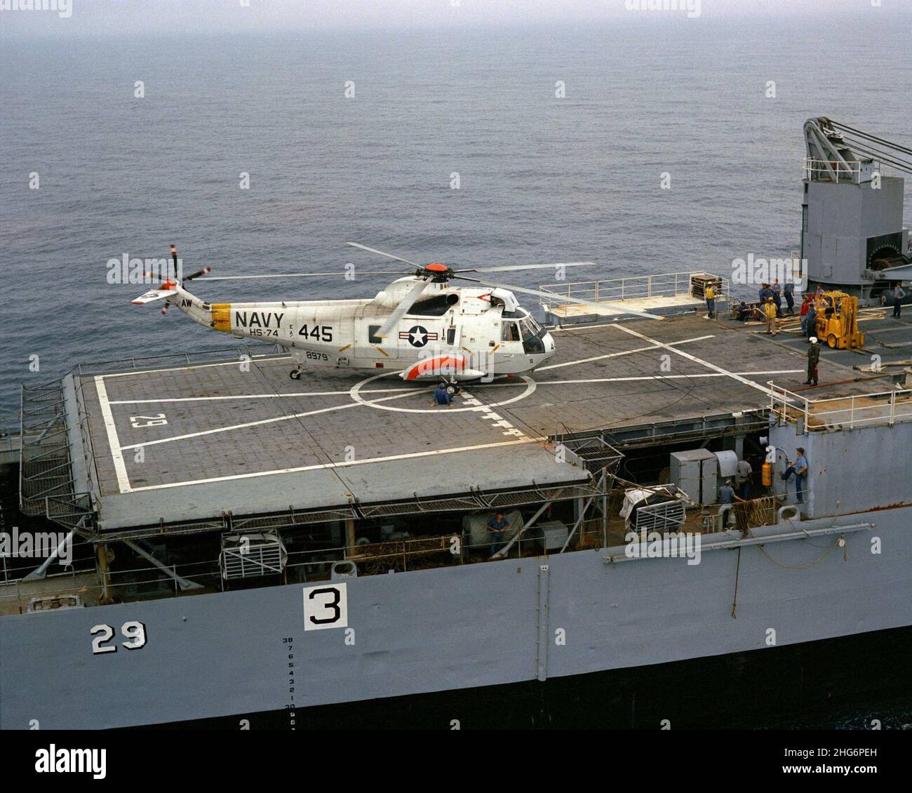SH-3A HS-74 on USS Plymouth Rock (LSD-29) 1974 Stock Photo - Alamy
