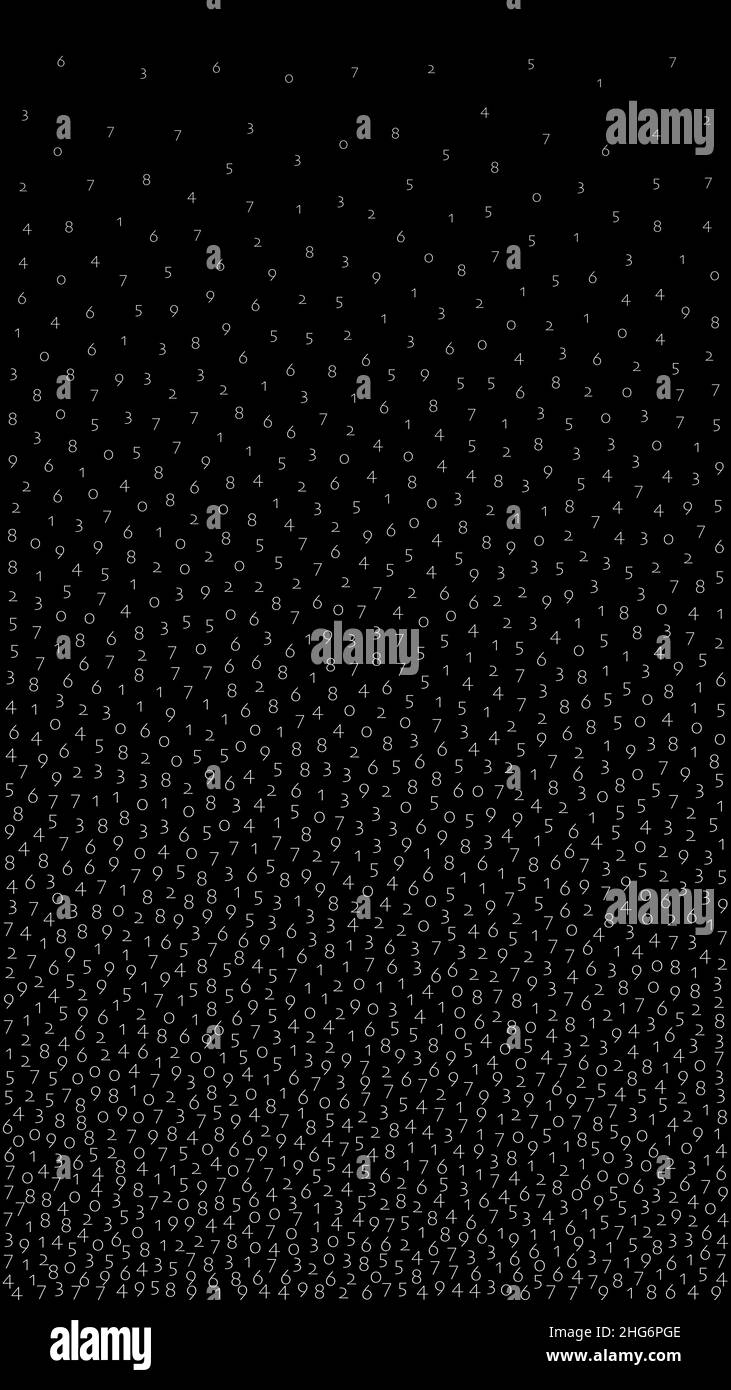 Falling numbers, big data concept. Binary white flying digits. Trending ...