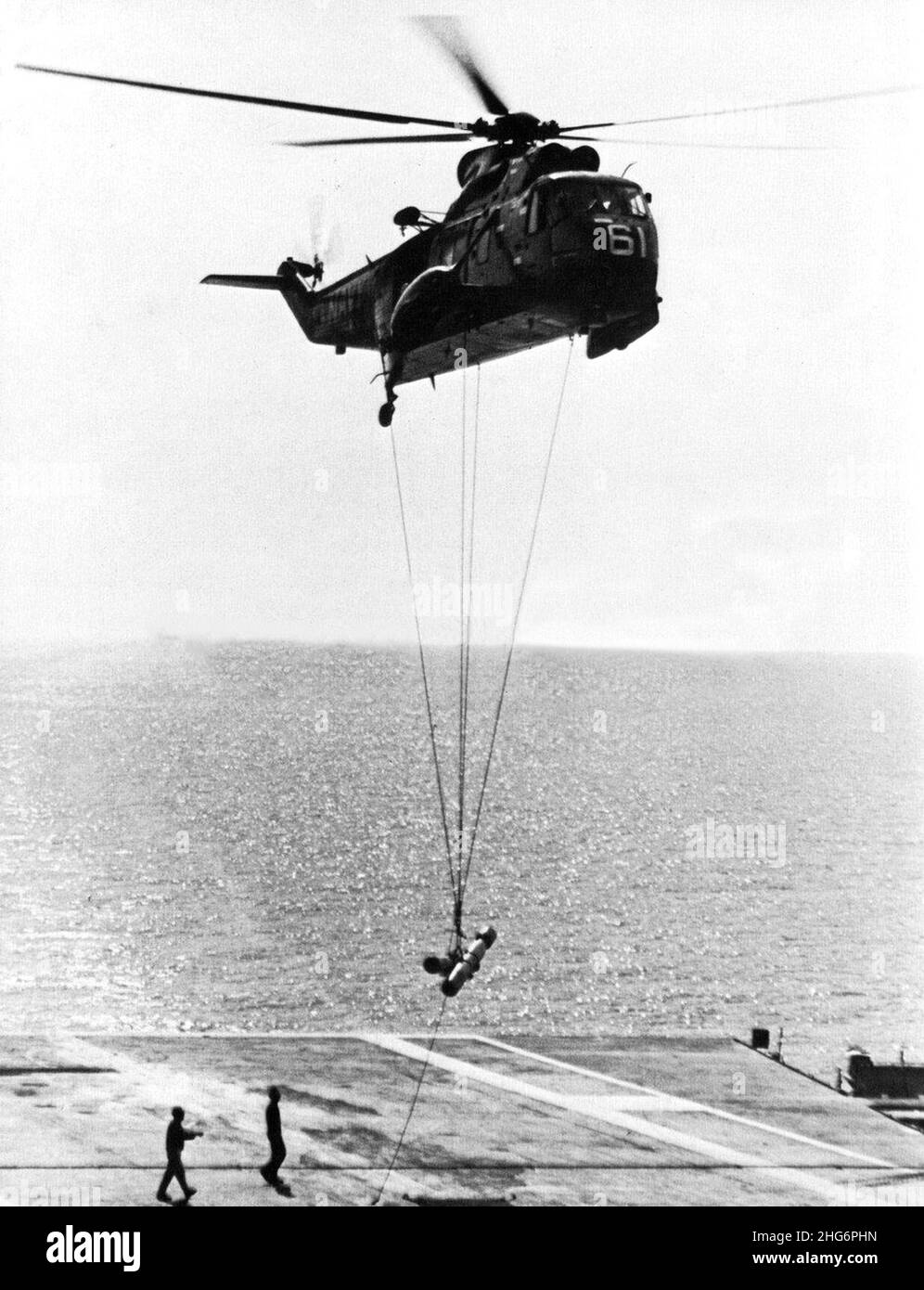 SH-3A Sea King of HS-8 in flight with torpedoes in 1968 Stock Photo - Alamy