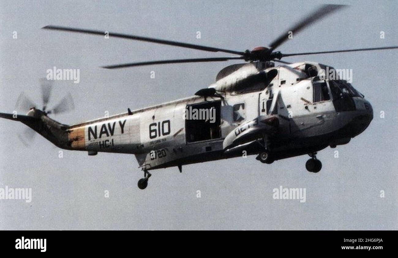 SH-3G Sea King of HC-1 in flight c1982 Stock Photo - Alamy