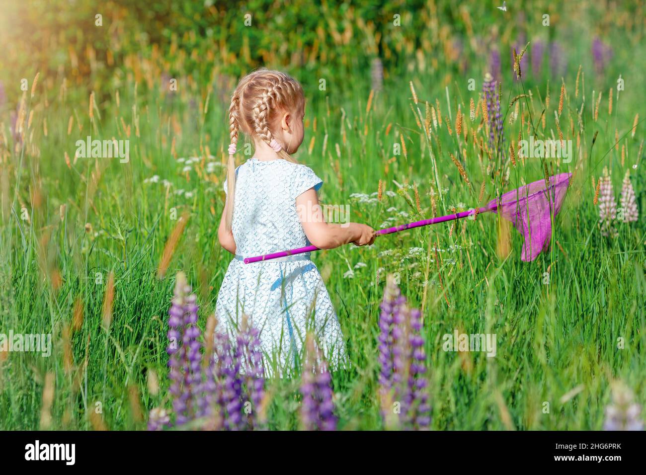 Girl catching butterfly hi-res stock photography and images - Alamy
