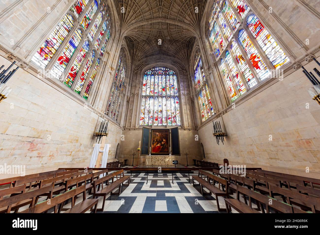 Cambridge, APR 16 2016 - Interior view of church of King's College ...