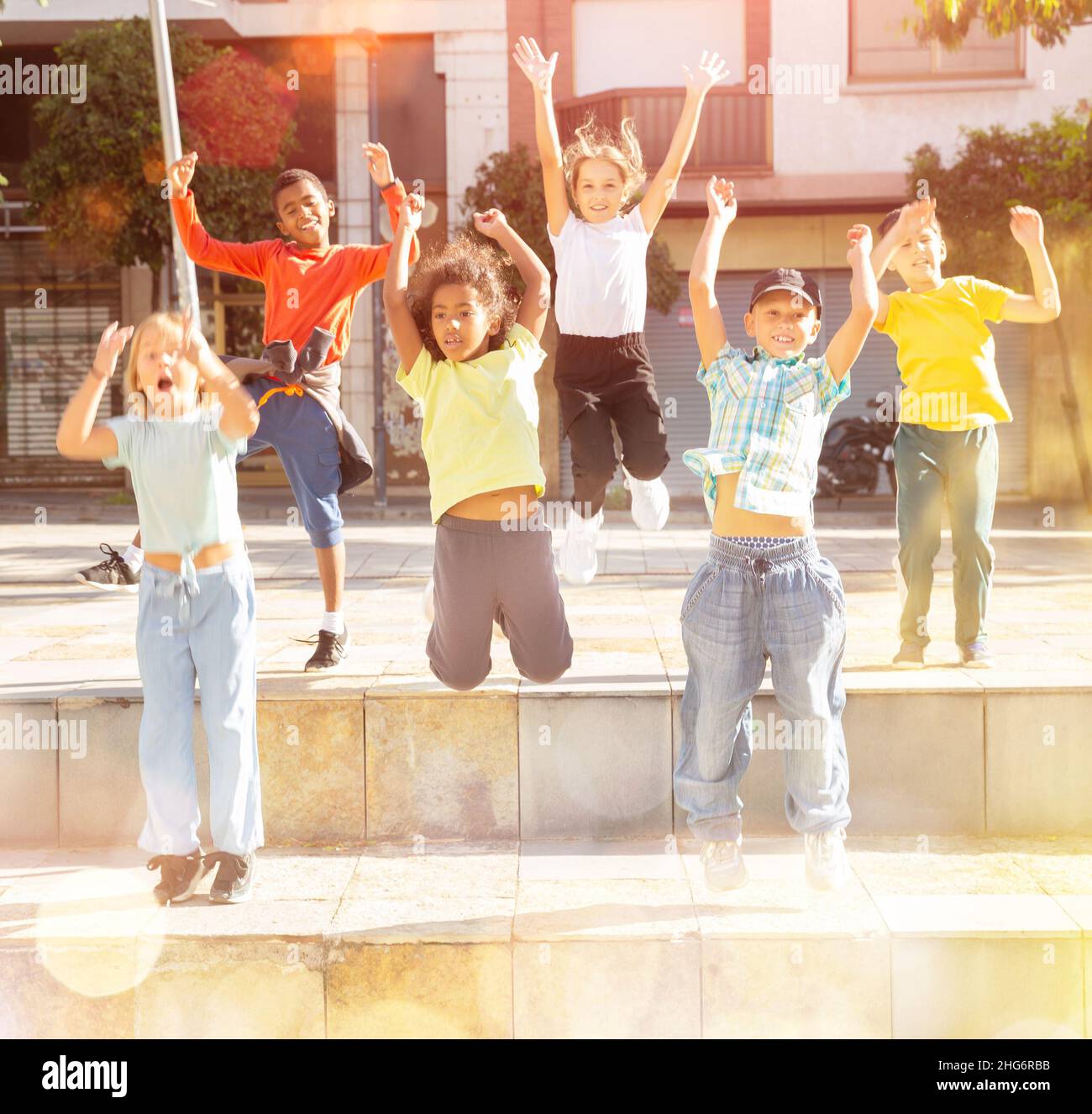 Boys and girls jump hi-res stock photography and images - Alamy
