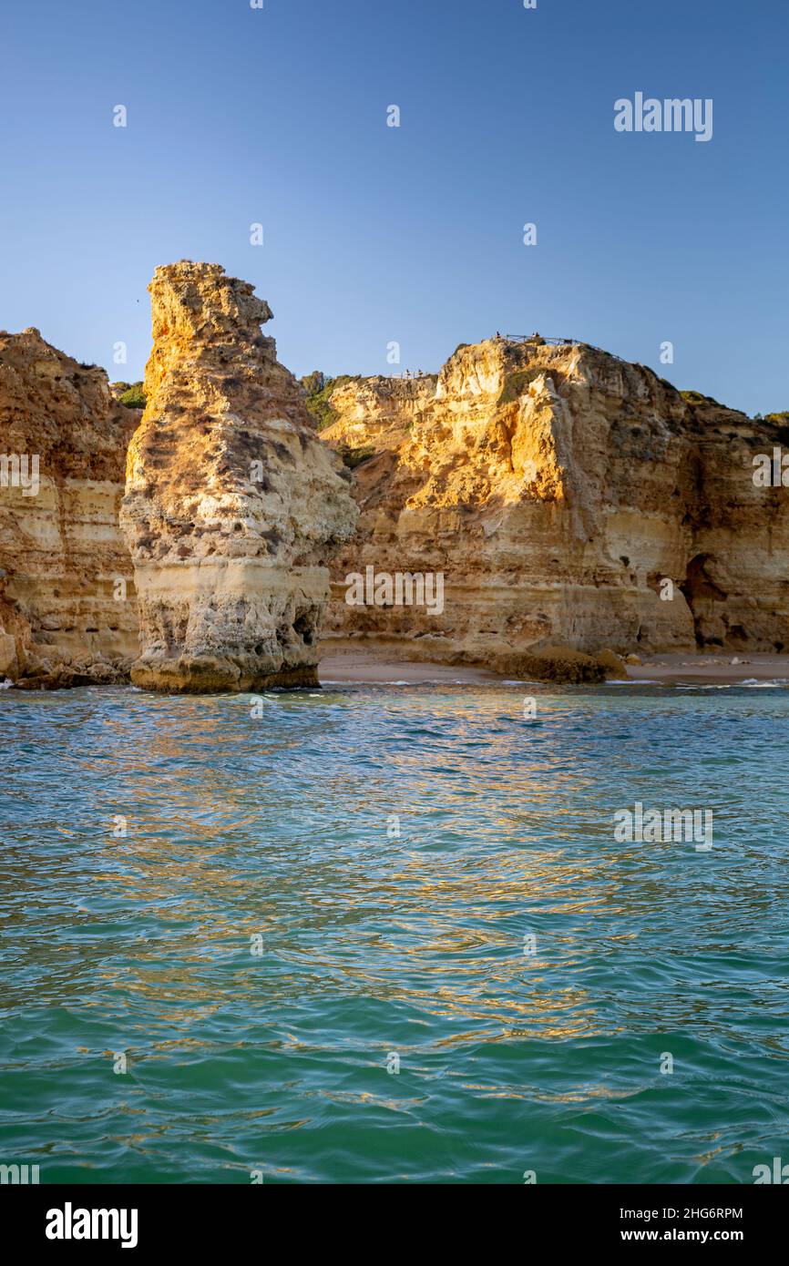 View of the beautiful rocks and cliffs beaches in Portimao City Coast ...