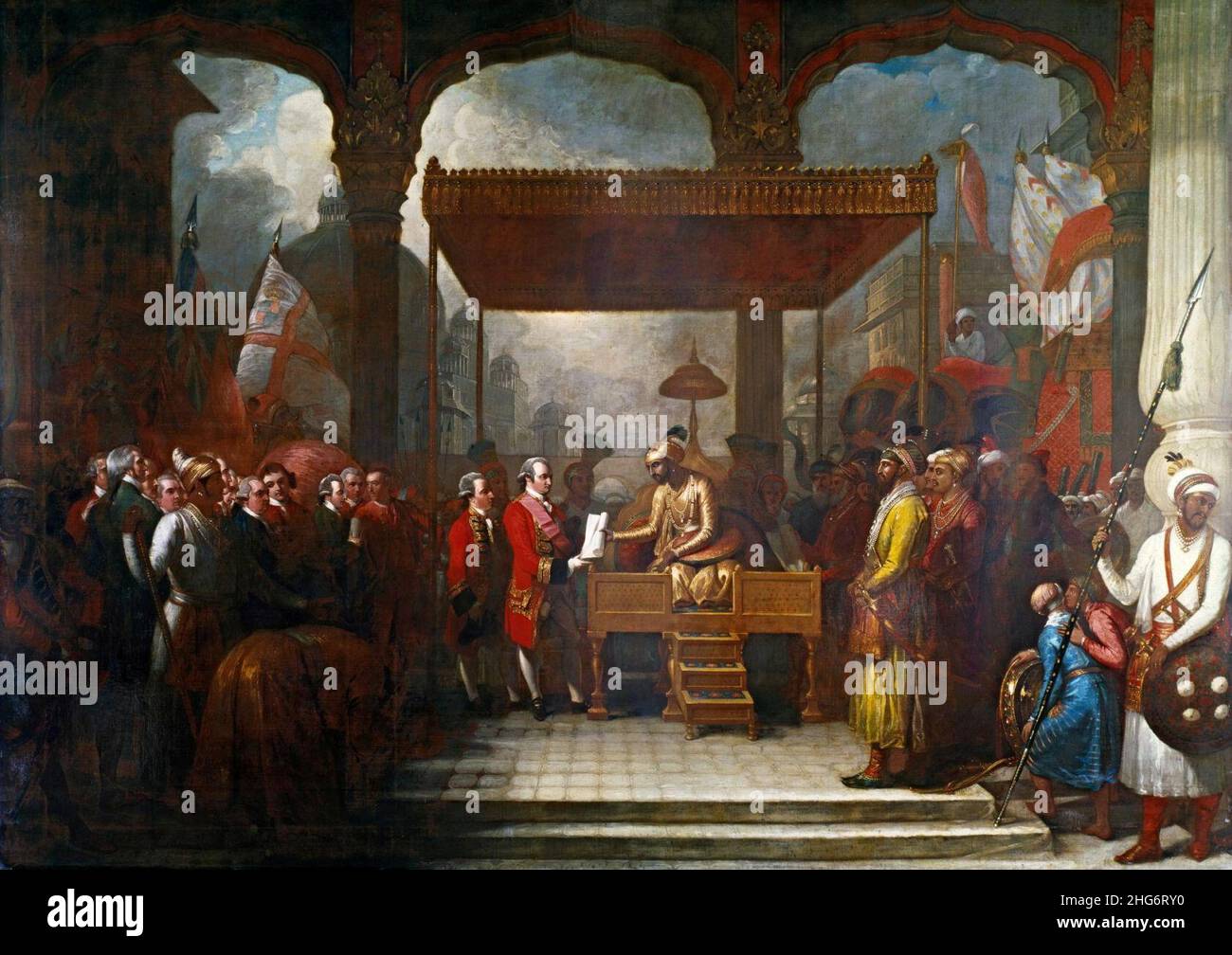 Shah 'Alam conveying the grant of the Diwani to Lord Clive Stock Photo ...