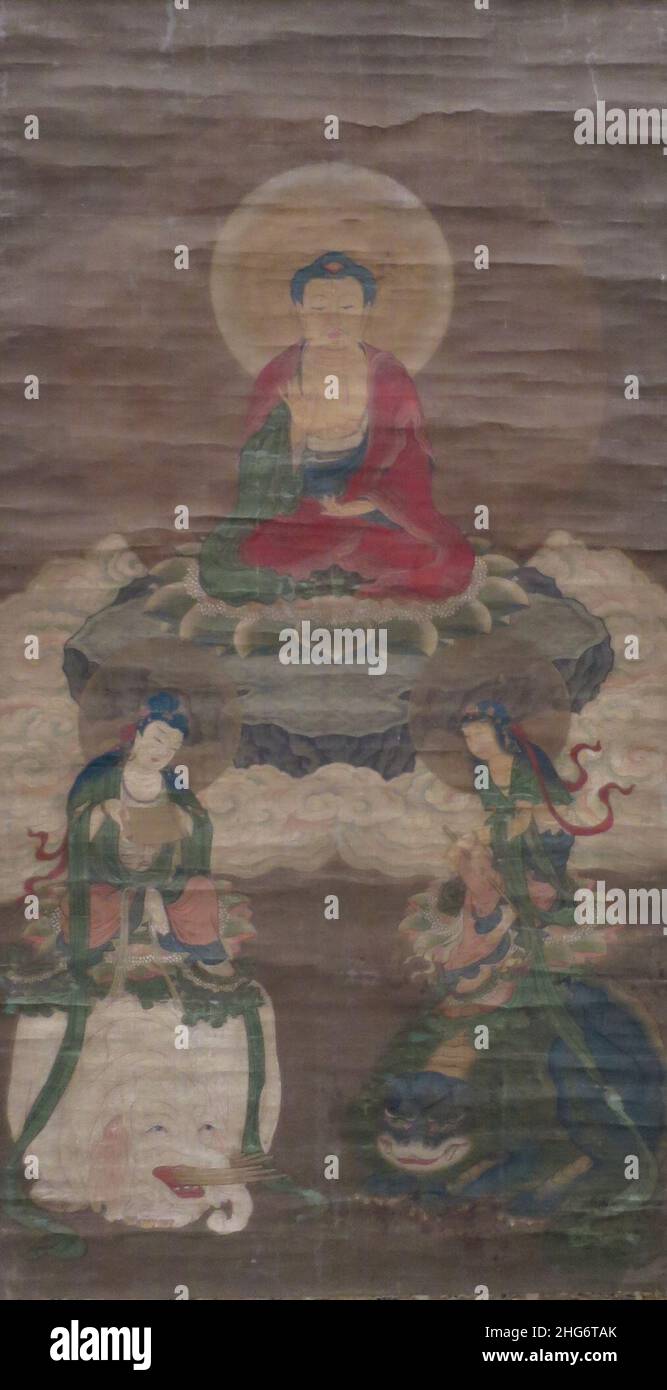 Shaka (Sakyamuni) Triad, 14th century Stock Photo - Alamy