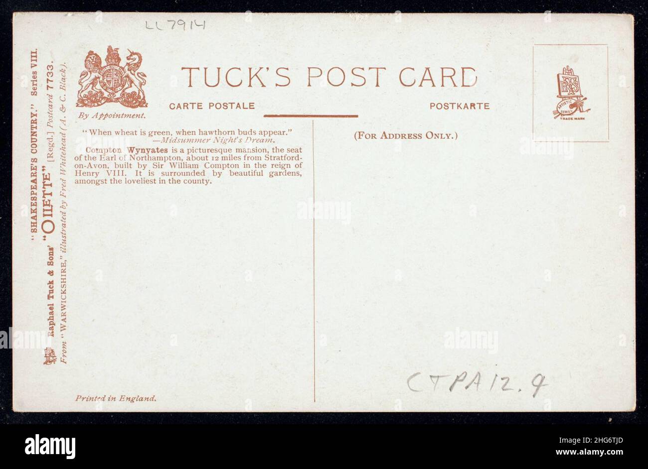 Shakespeare's Country. Compton Wynyates Stock Photo - Alamy