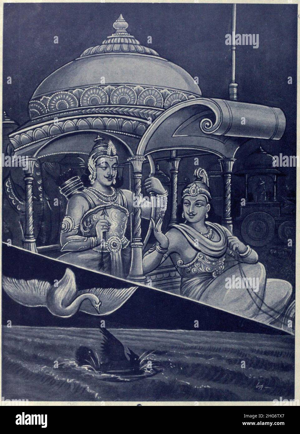 Shalya insulting Karna by telling the story of a swan and crow Stock ...