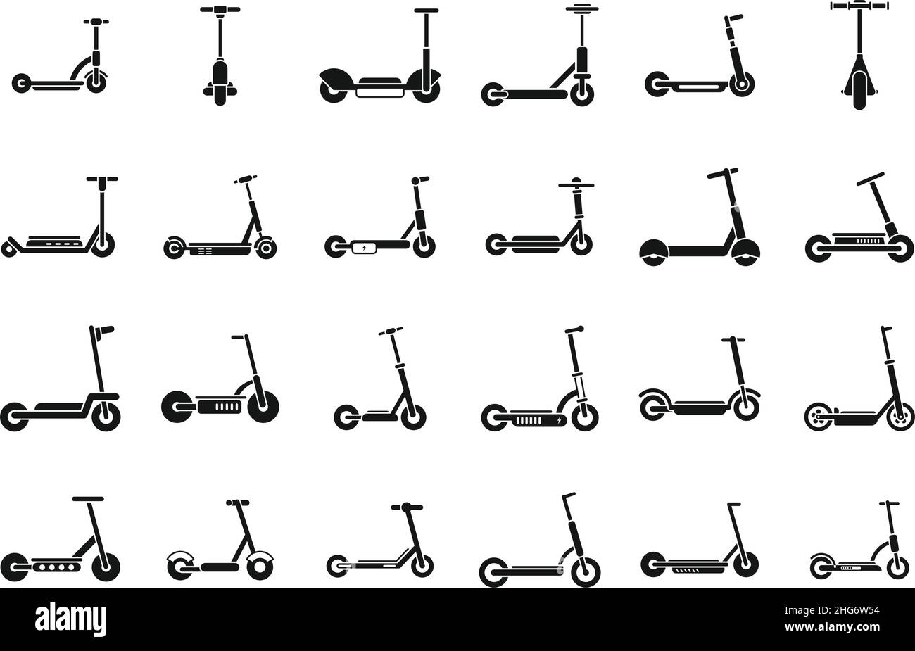 Electric scooter icons set simple vector. City bike. People electric ...