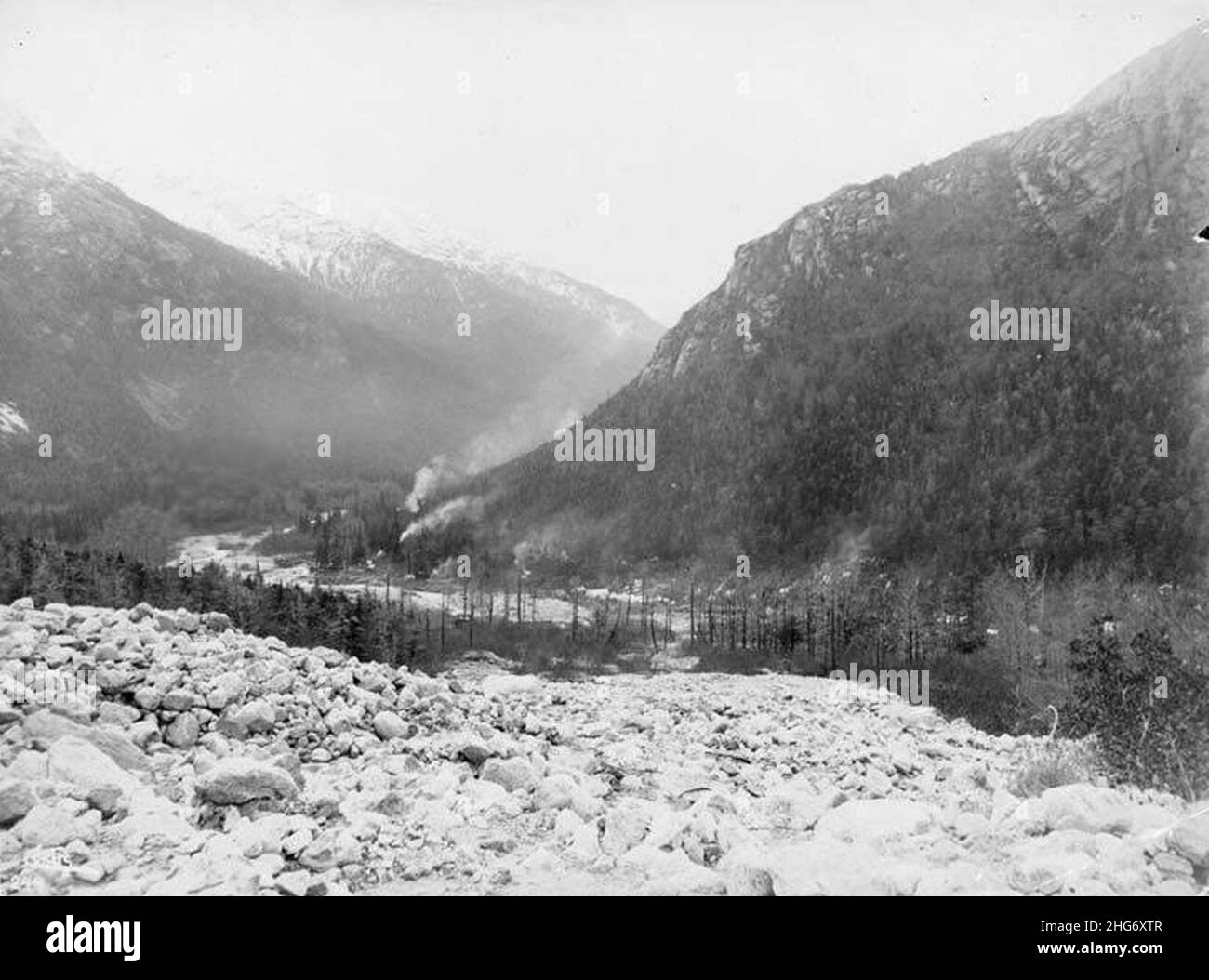 Sheep Camp from across river, probably the Taiya River, Chilkoot Trail ...