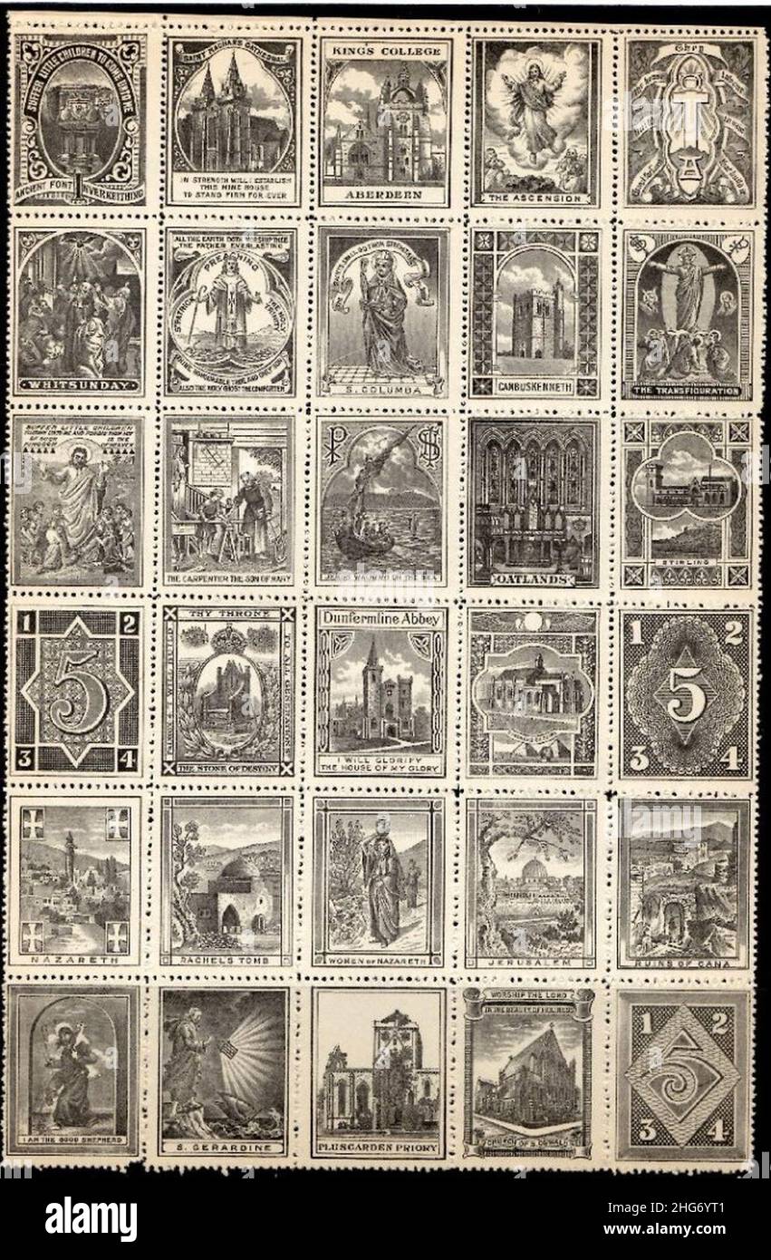 Sheet of church attendance stamps Stock Photo - Alamy