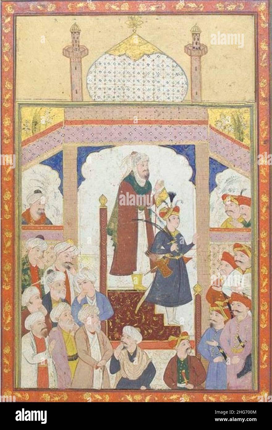 Sheikh Safi blessing Shah Ismail I, Safavid Isfahan, School of Mu'in ...